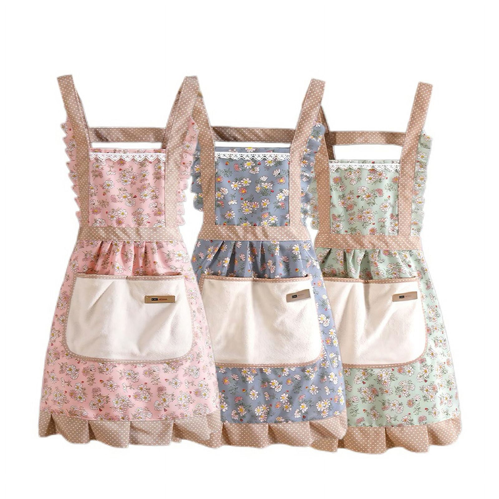3PCS Aprons for Women with Pockets Floral Kitchen Cooking Aprons ...