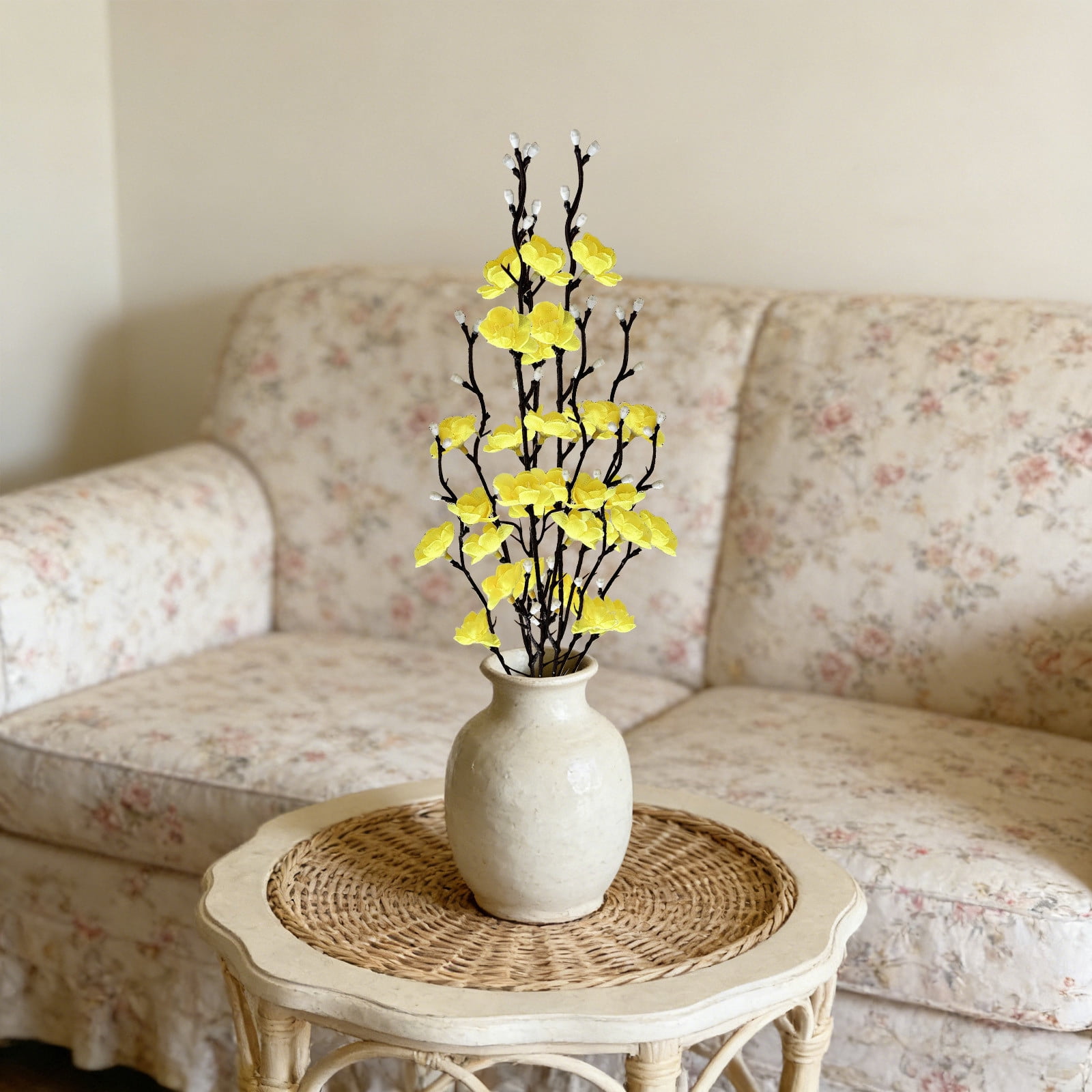 3PCS Artificial Plum Blossom Flowers 21 Inch Faux Plum Blossom Branches ...