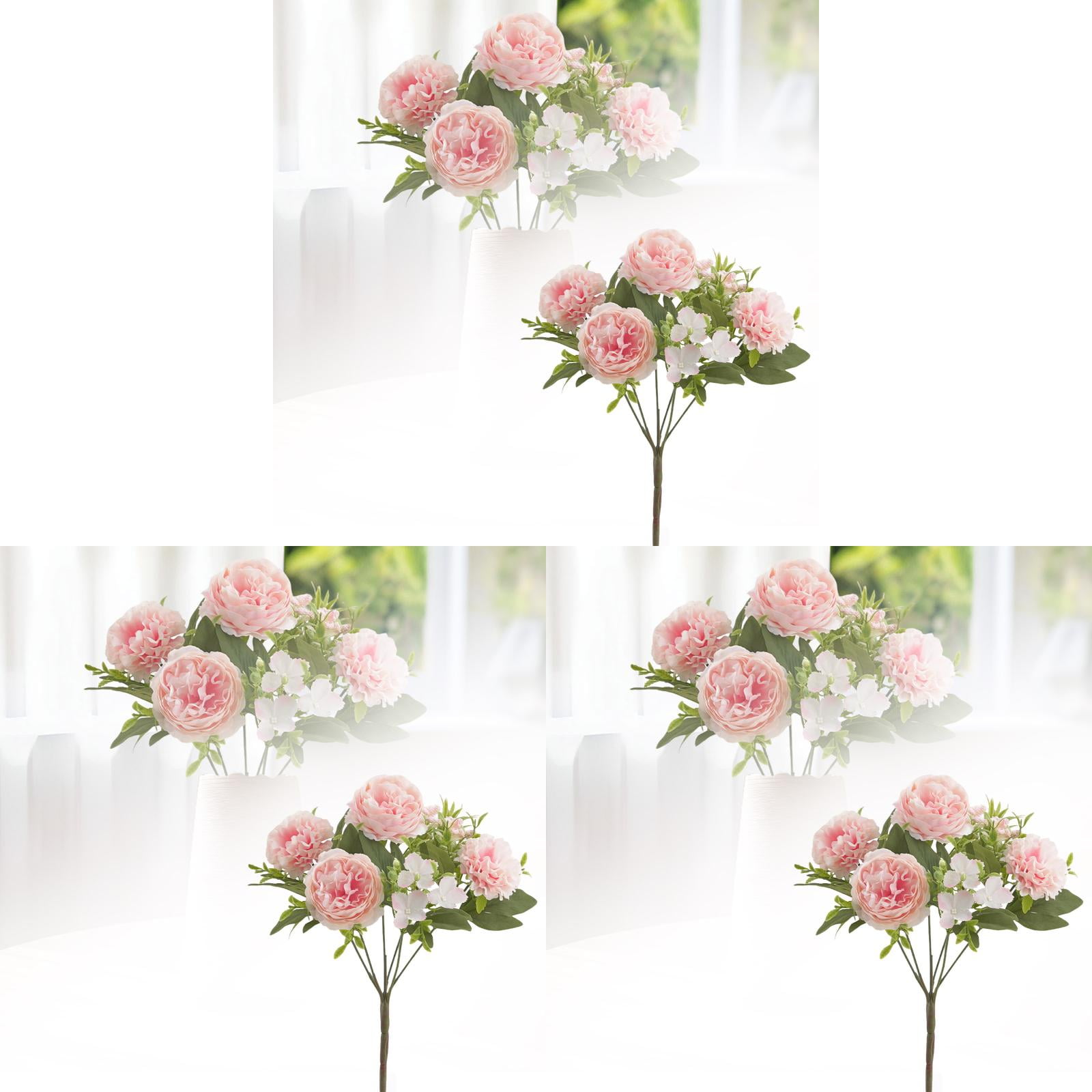 3PCS Artificial Roses Bouquet - Real Touch Silk Flowers with Long Stems ...