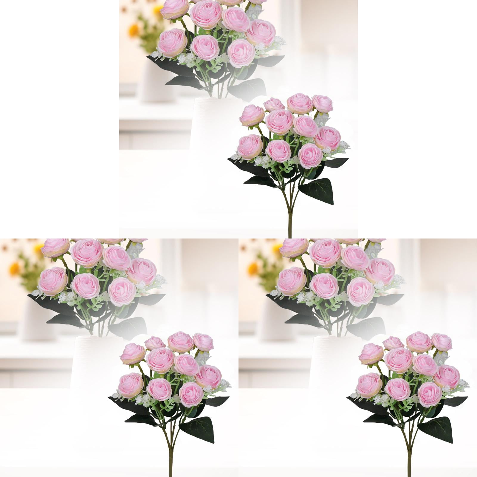 3PCS Artificial Roses Bouquet - Real Touch Silk Flowers with Long Stems ...