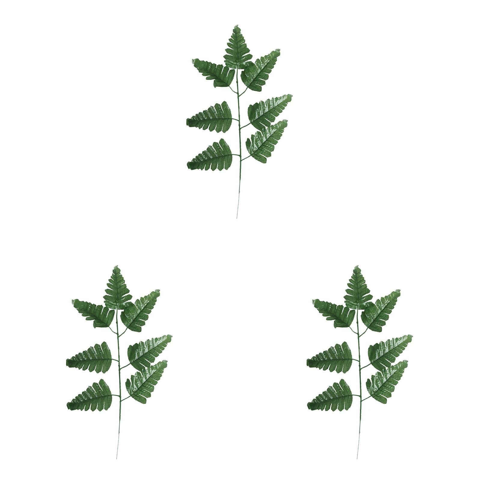 3PCS Artificial Silk Leather Leaf Fern Picks Artificial Greenery Stems ...