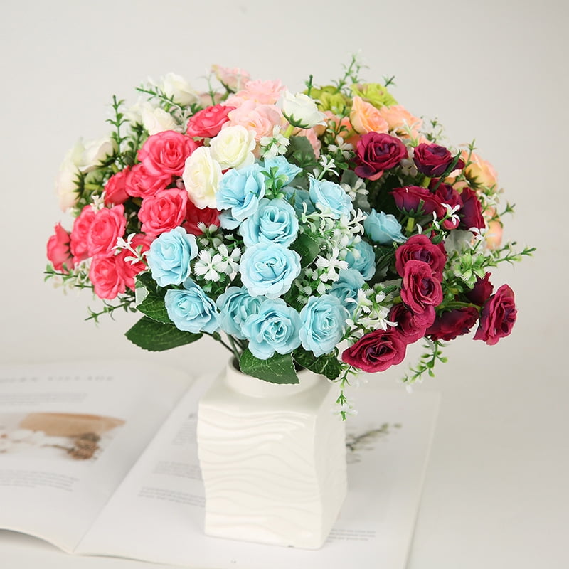 3PCS Artificial Silk Rose Flower Roses Artificial Flowers Baby Breath ...
