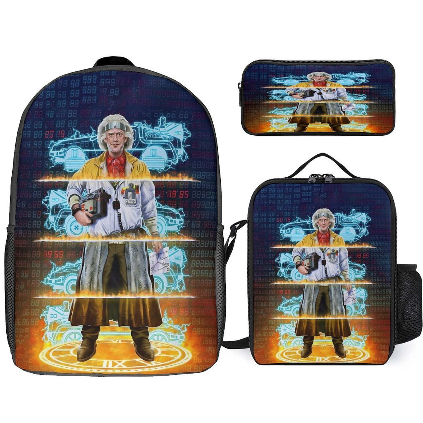 3PCS Back T0 Movie Future Backpack Set Large Capacity Bookpacks With ...