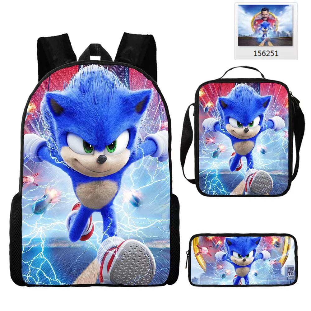 3PCS Backpack S..onic backpack Cartoon film Backpack Laptop Bag Outdoor ...