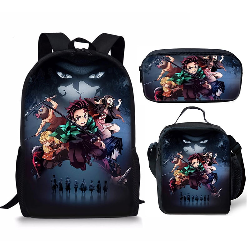 Backpack--3PCS Set,Cartoon Anime Backpack with Lunch Bag Pencil Case ...