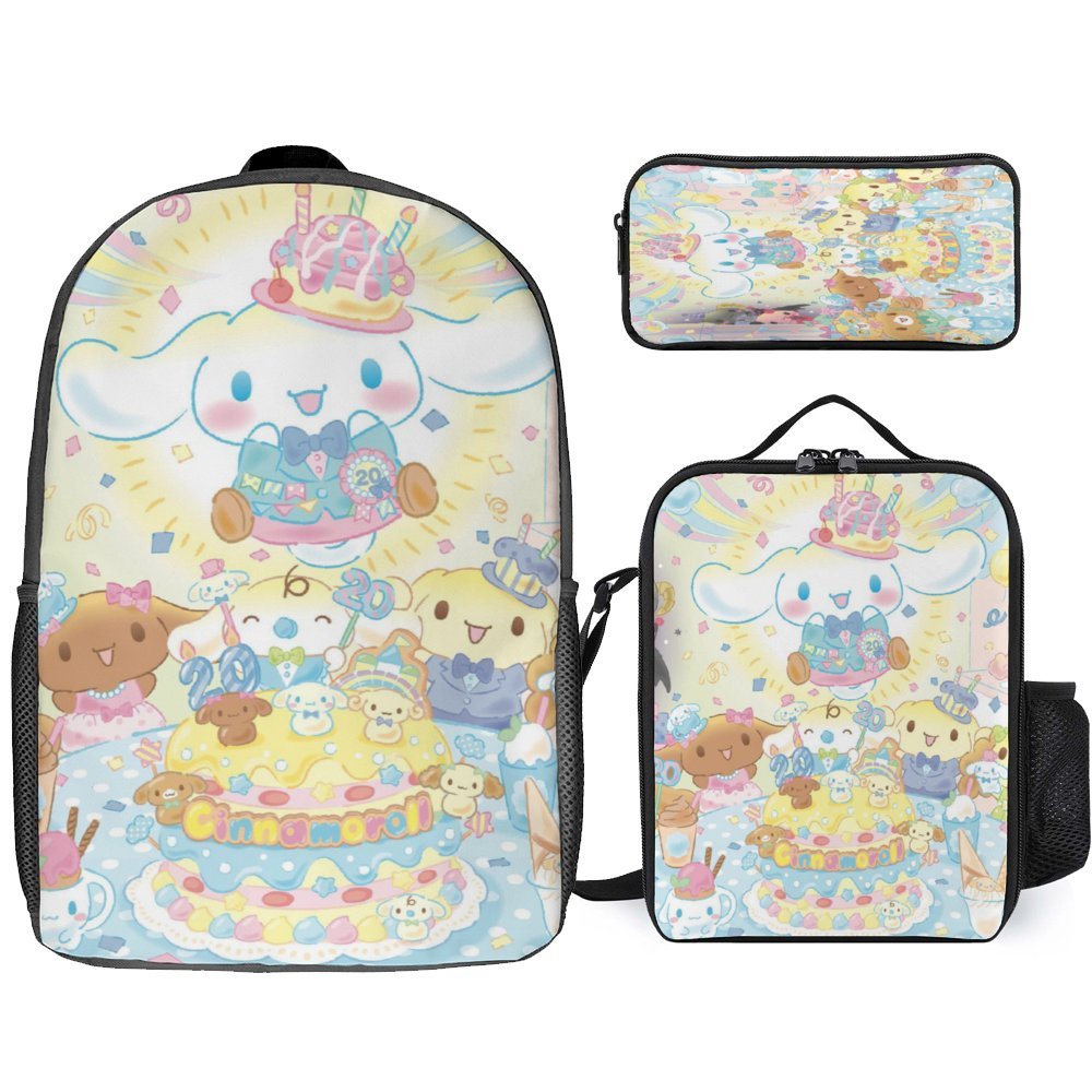 3PCS Backpac Set Cinnamoroll Backpac with Lunch Bag Pencil Bag Cute ...