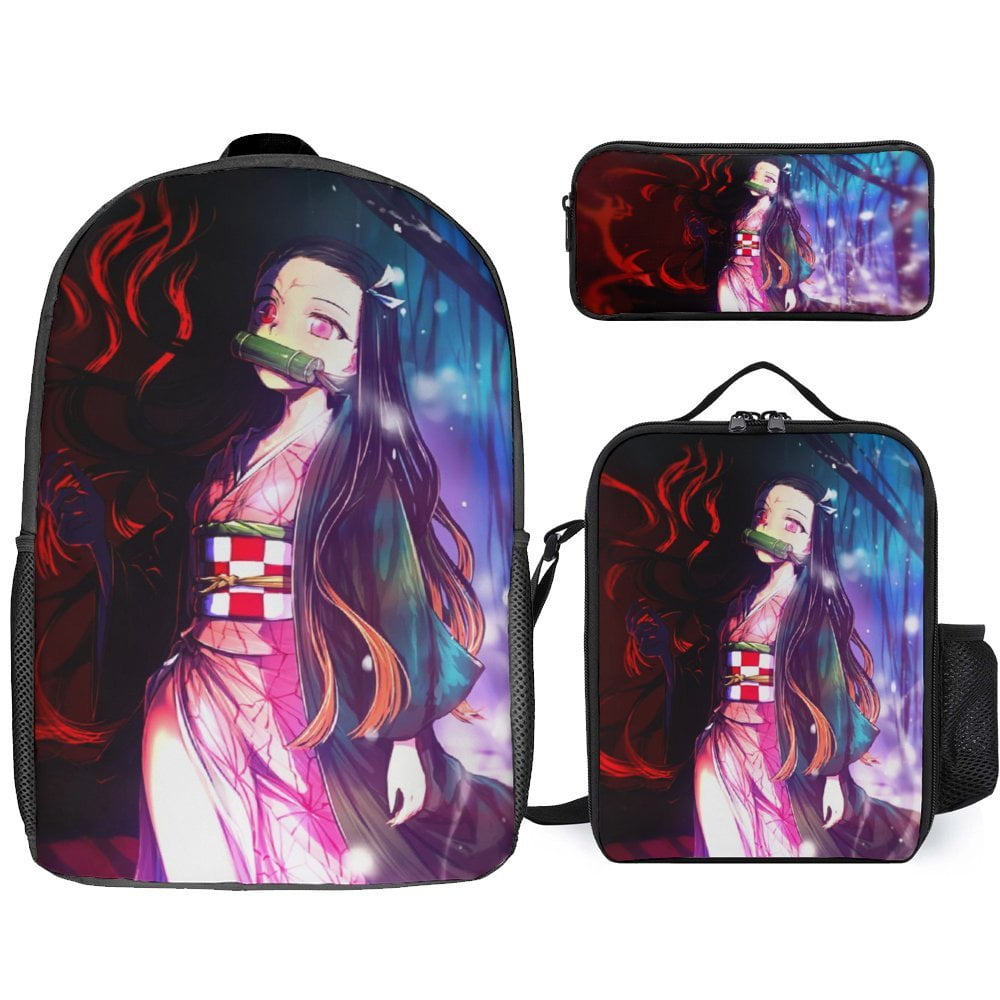 3PCS Backpac Set Demon Slayer Nezuko Backpac with Lunch Bag Pencil Bag ...