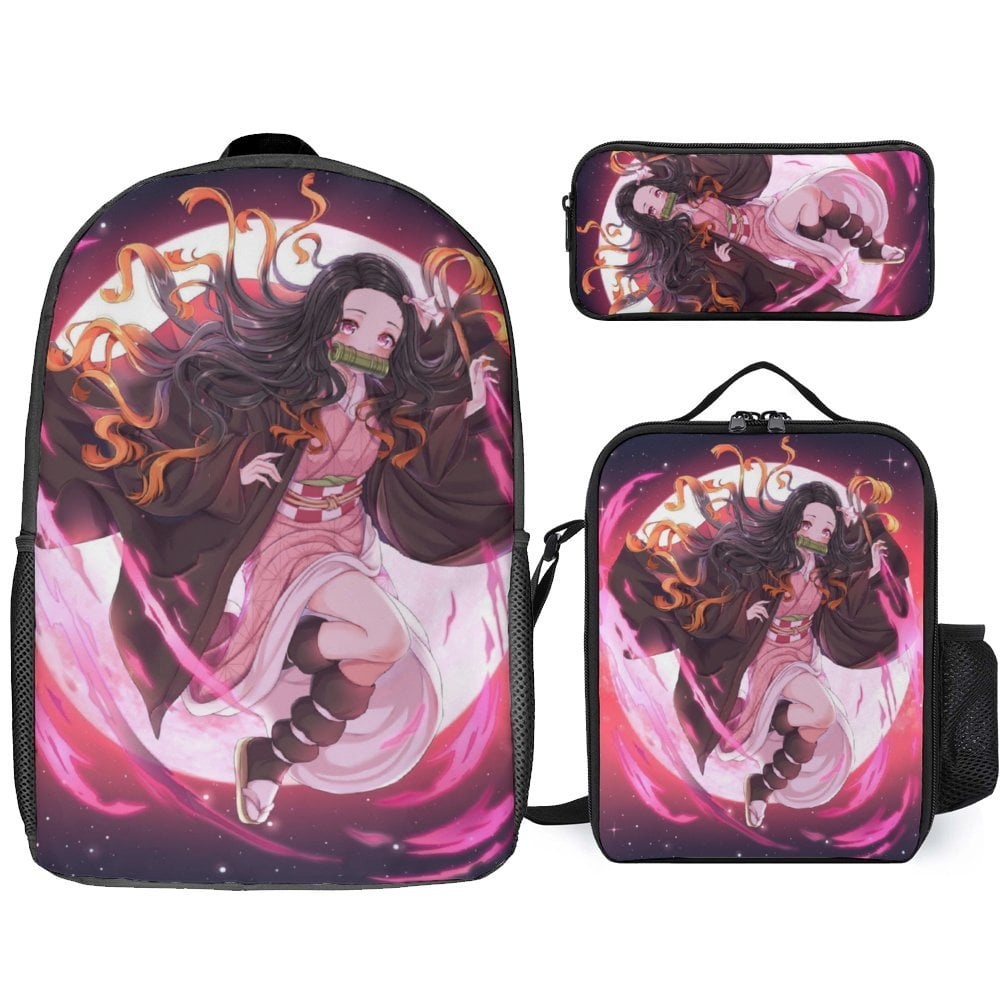 3PCS Backpac Set Demon Slayer Nezuko Backpac with Lunch Bag Pencil Bag ...