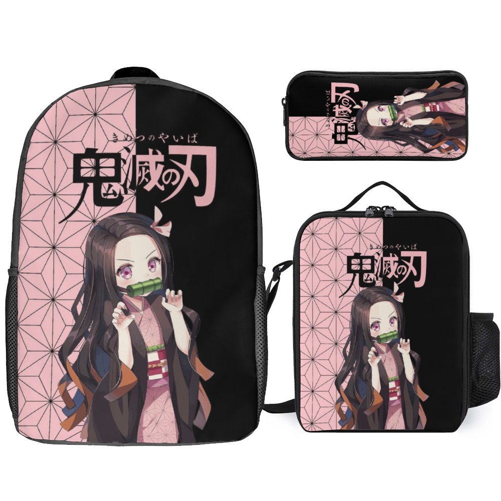 3PCS Backpac Set Demon Slayer Nezuko Backpac with Lunch Bag Pencil Bag ...