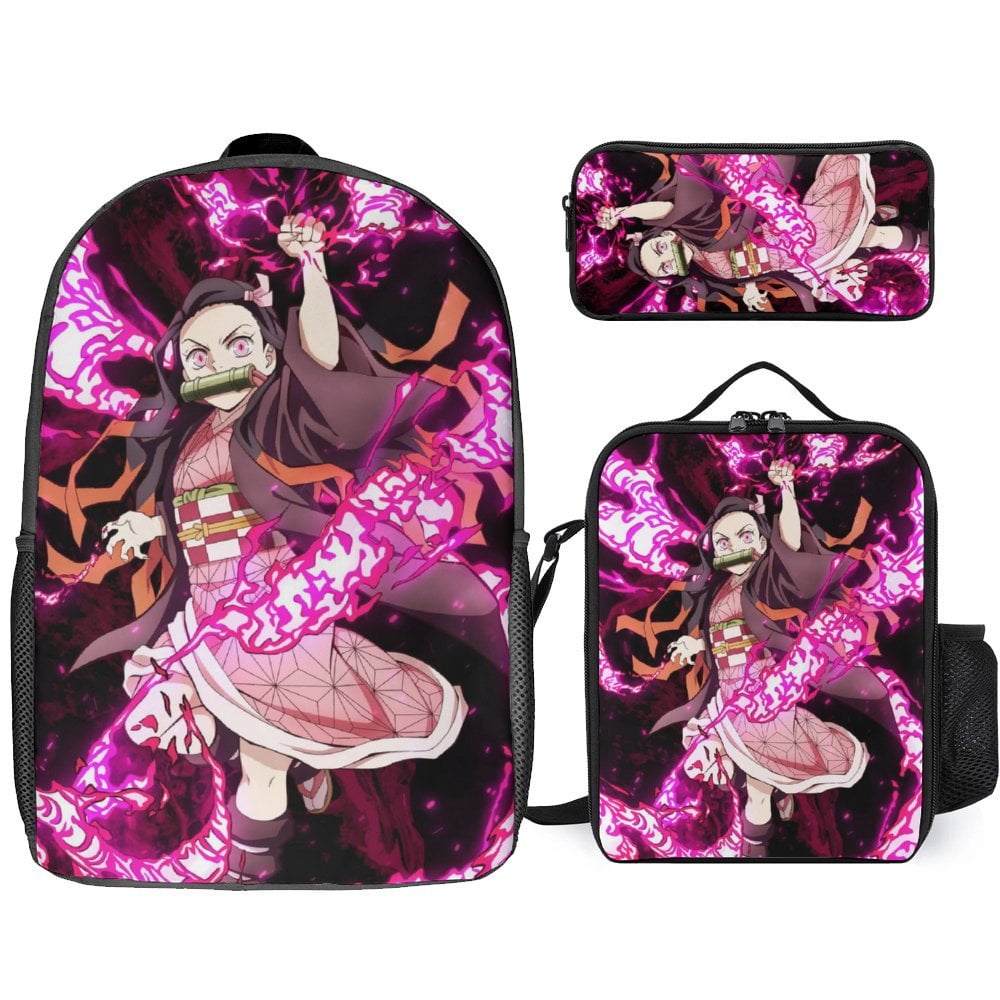 3PCS Backpac Set Demon Slayer Nezuko Backpac with Lunch Bag Pencil Bag ...