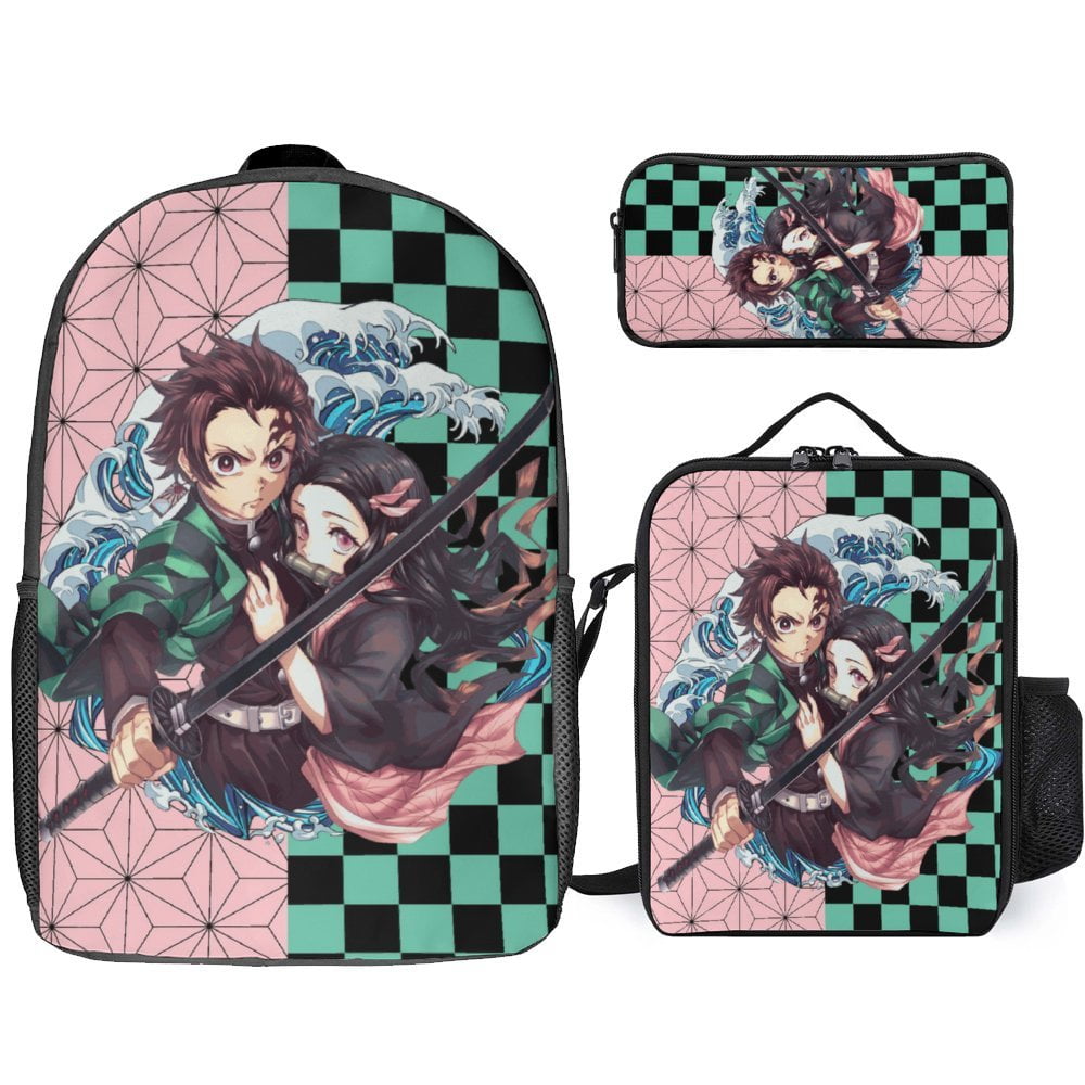 3PCS Backpack Set Demon Slayer with Lunch Bag Pencil Bag Cute s ...