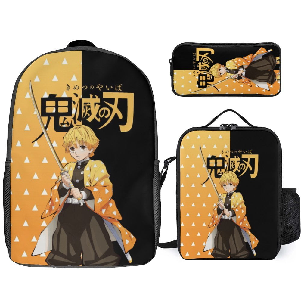 3PCS Backpac Set Demon Slayer Zenitsu Backpac with Lunch Bag Pencil Bag ...