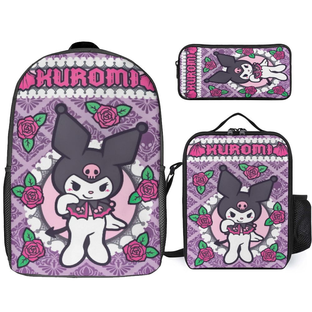 3PCS Backpac Set Kuromi Backpac Sets with Lunch Bag Pencil Bag Cute ...