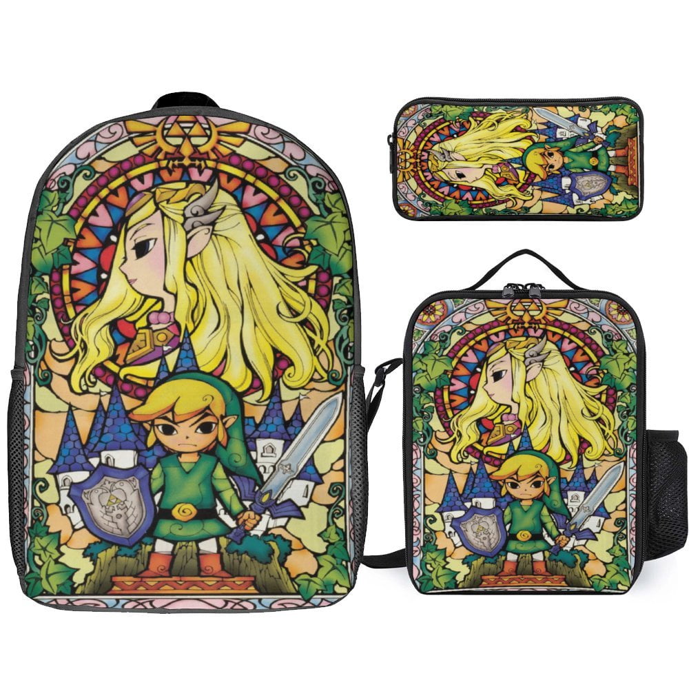 3PCS Backpac Set Legend Of Zelda Backpac with Lunch Bag Pencil Bag Cute ...