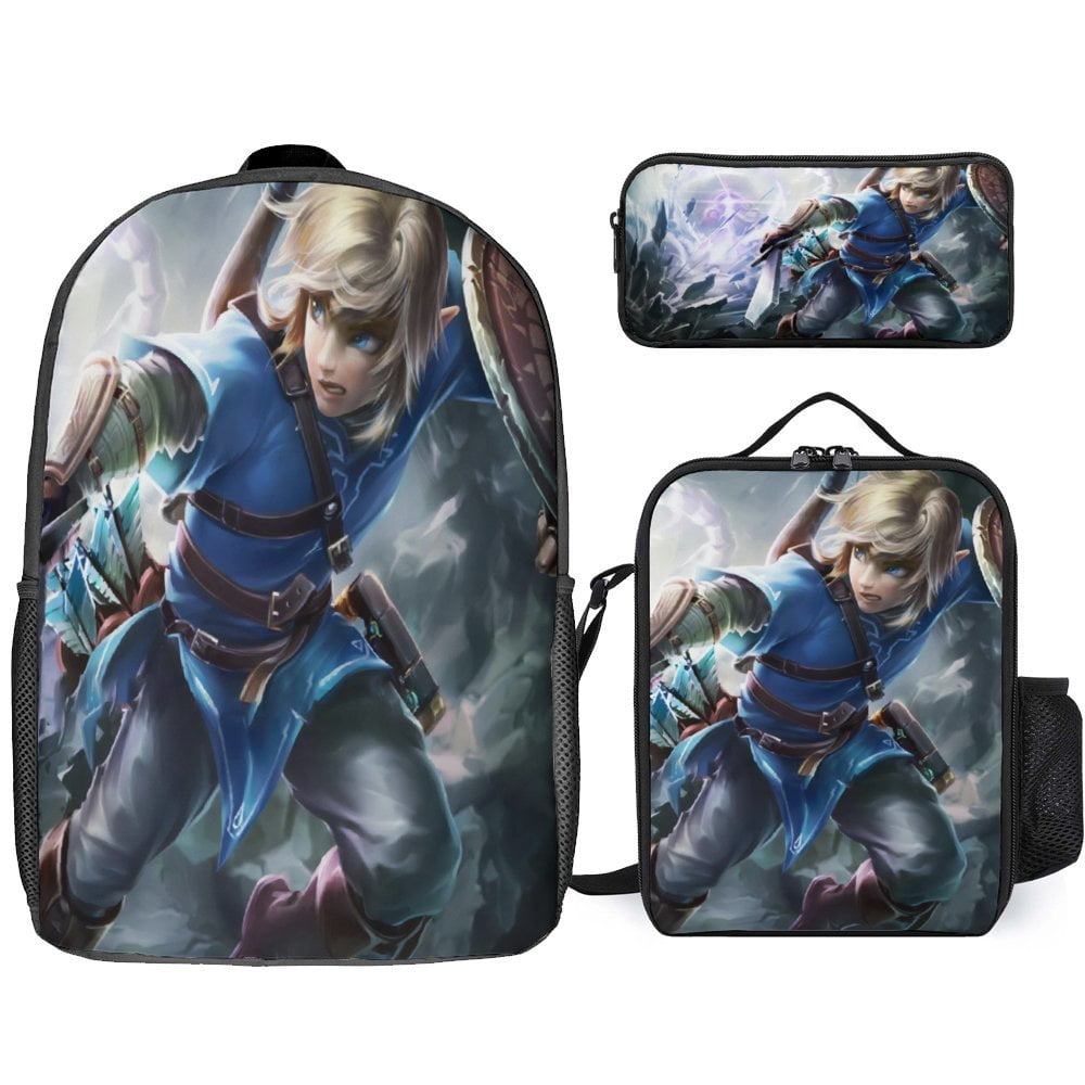 3PCS Backpac Set Legend Of Zelda Backpac with Lunch Bag Pencil Bag Cute ...
