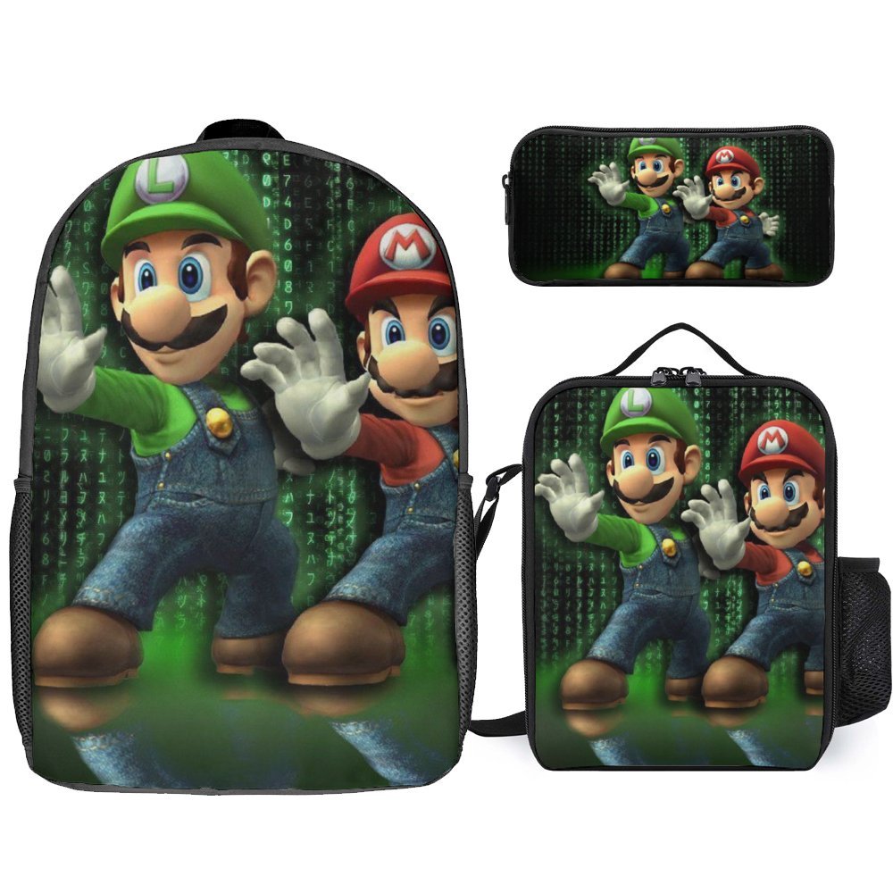 3PCS Backpac Set Luigui Mansion Backpac with Lunch Bag Pencil Bag Cute ...