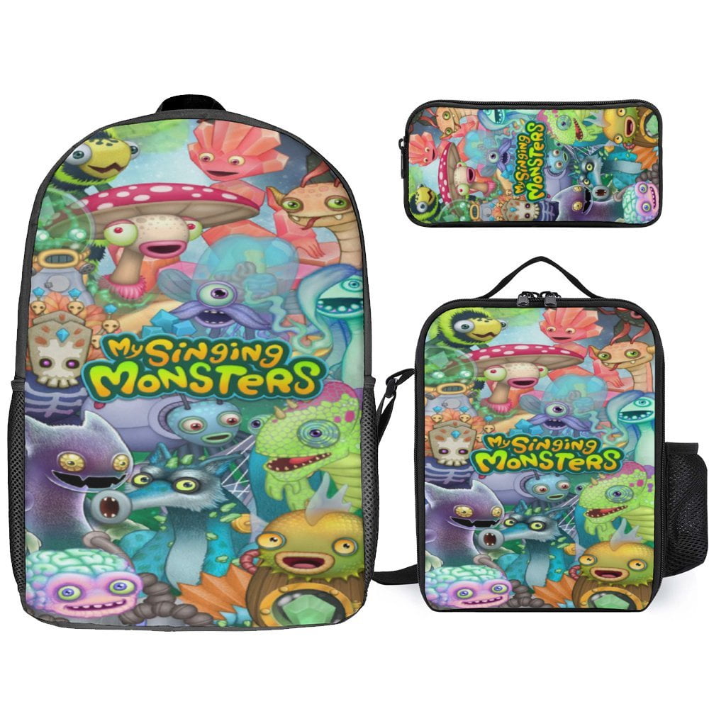3PCS Backpac Set My Singing Monster Backpac with Lunch Bag Pencil Bag ...