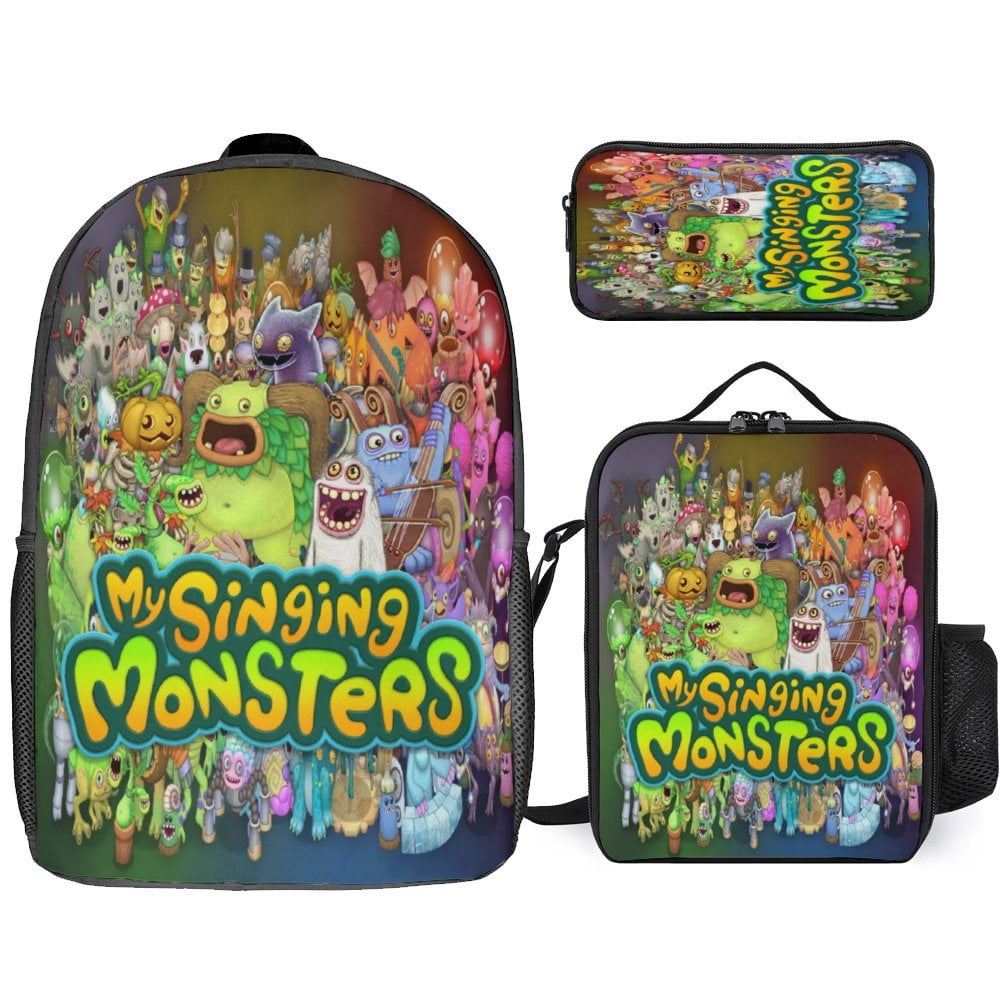 3PCS Backpac Set My Singing Monster Backpac with Lunch Bag Pencil Bag ...