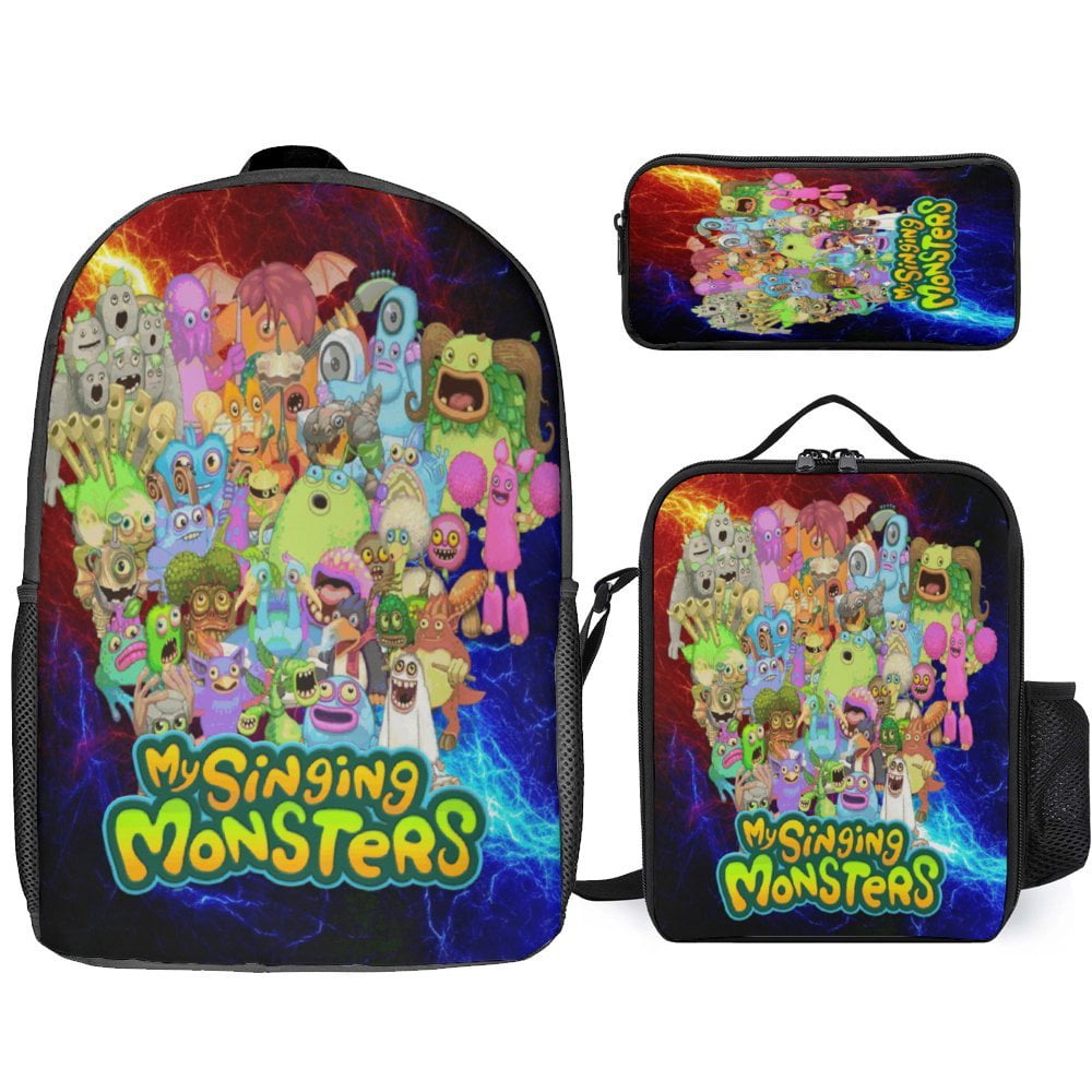 3PCS Backpac Set My Singing Monster Backpac with Lunch Bag Pencil Bag ...