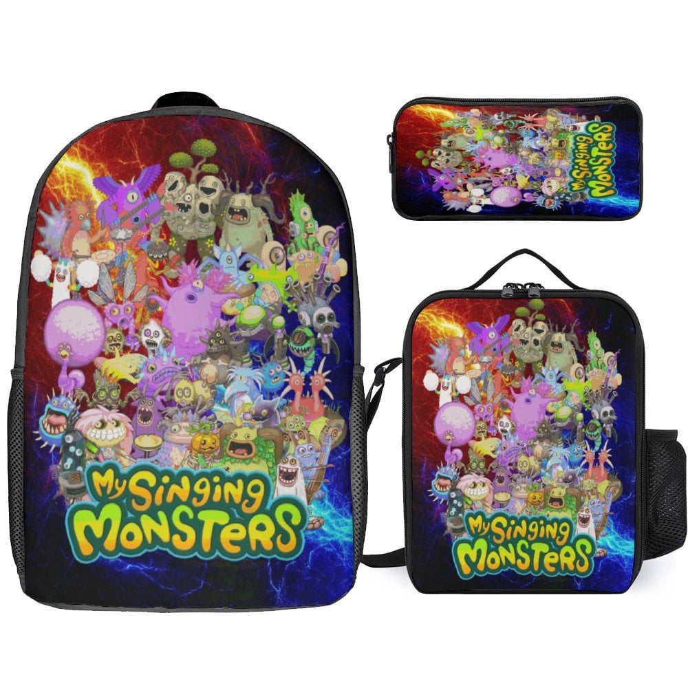 3PCS Backpac Set My Singing Monster Backpac with Lunch Bag Pencil Bag ...