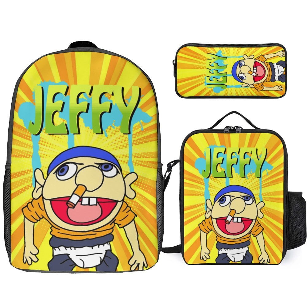 3PCS Backpac Set SML Jeffy Backpac Sets with Lunch Bag Pencil Bag Cute ...