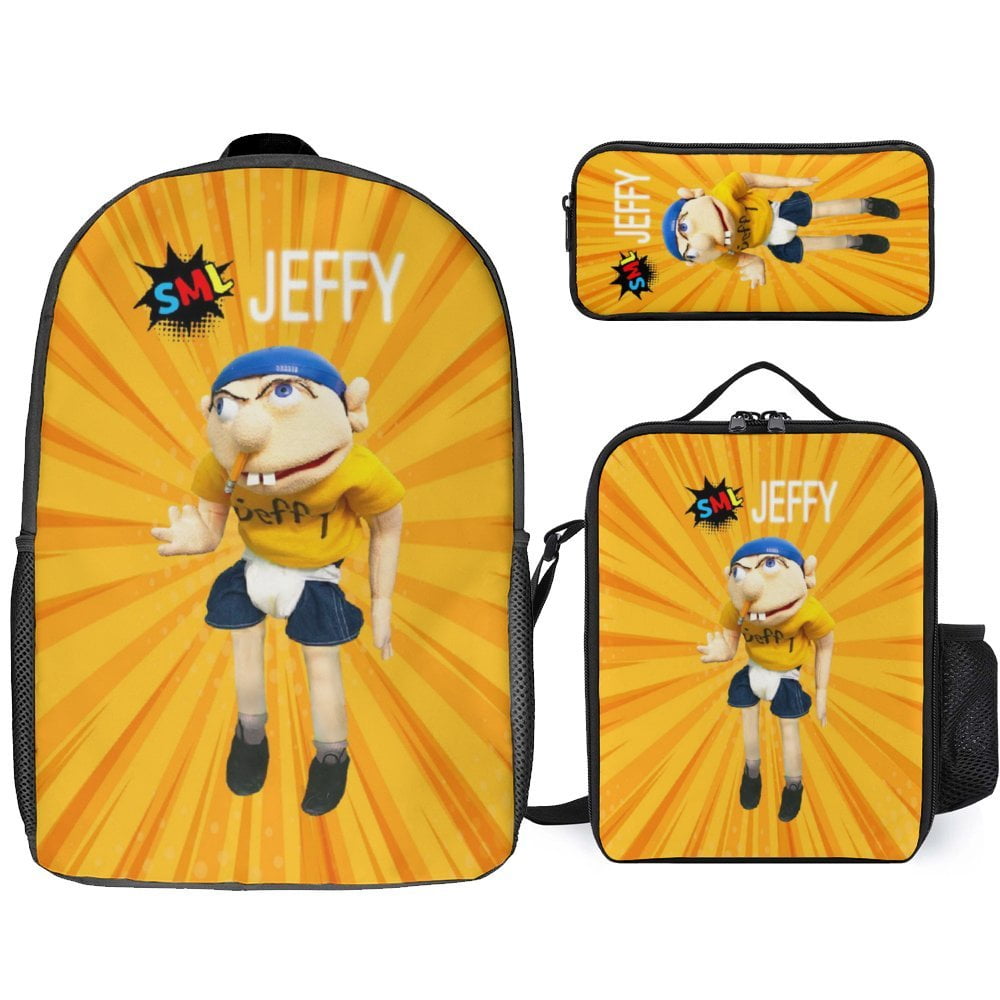 3PCS Backpac Set SML Jeffy Backpac Sets with Lunch Bag Pencil Bag Cute ...