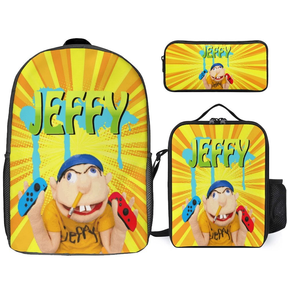 3PCS Backpac Set SML Jeffy Backpac Sets with Lunch Bag Pencil Bag Cute ...