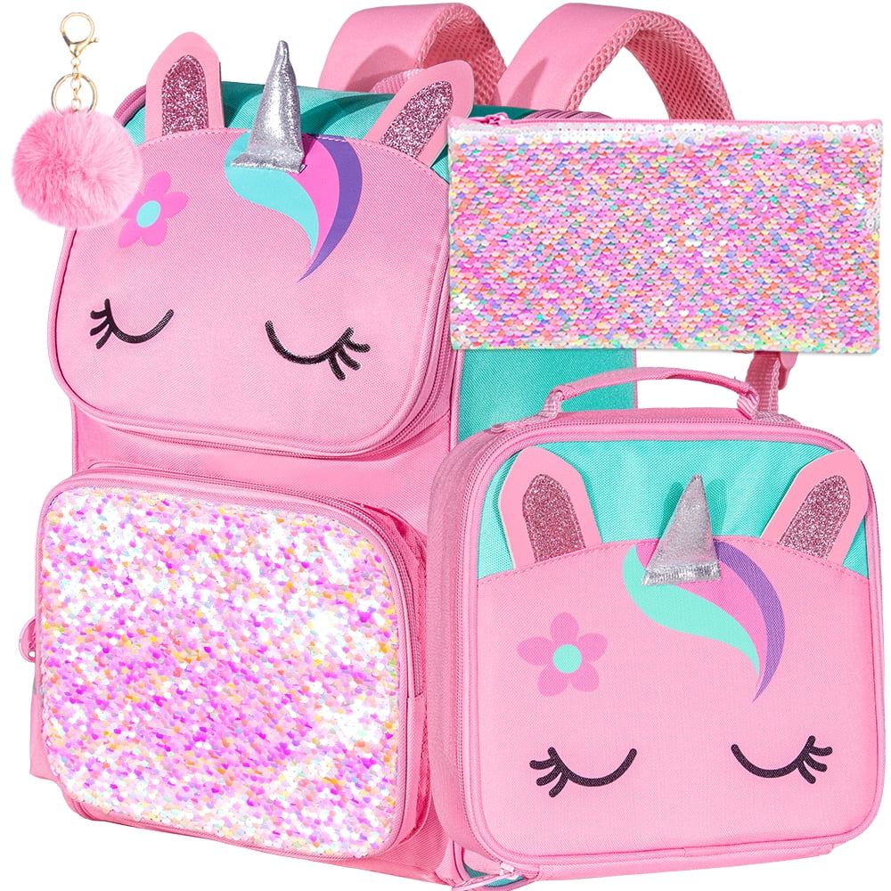3PCS Backpack for Girls and Boys, 15" Unicorn Dinosaur Bookbag Set with ...
