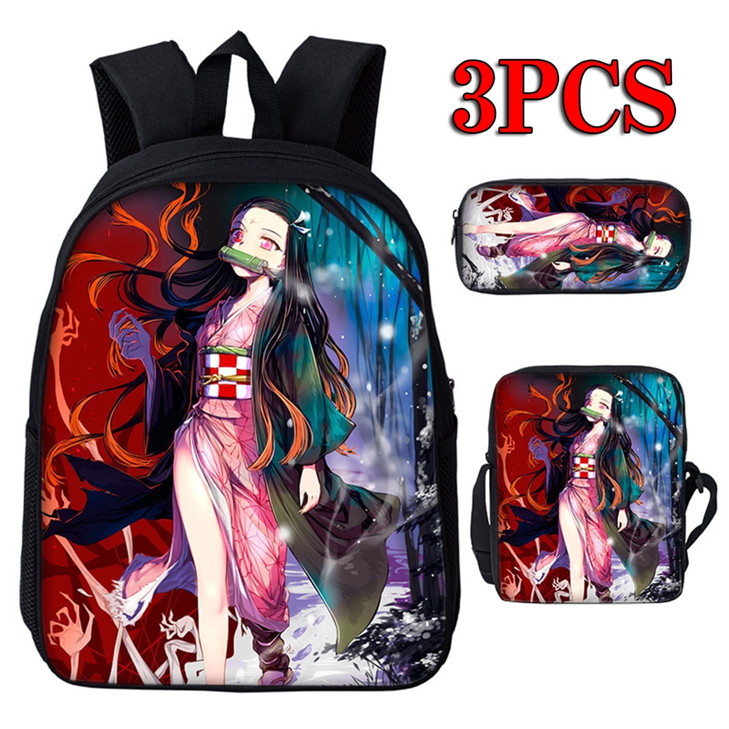 3PCS Backpacks of Demon Slayer, Anime Nezuko Tanjirou Demon Slayer ...