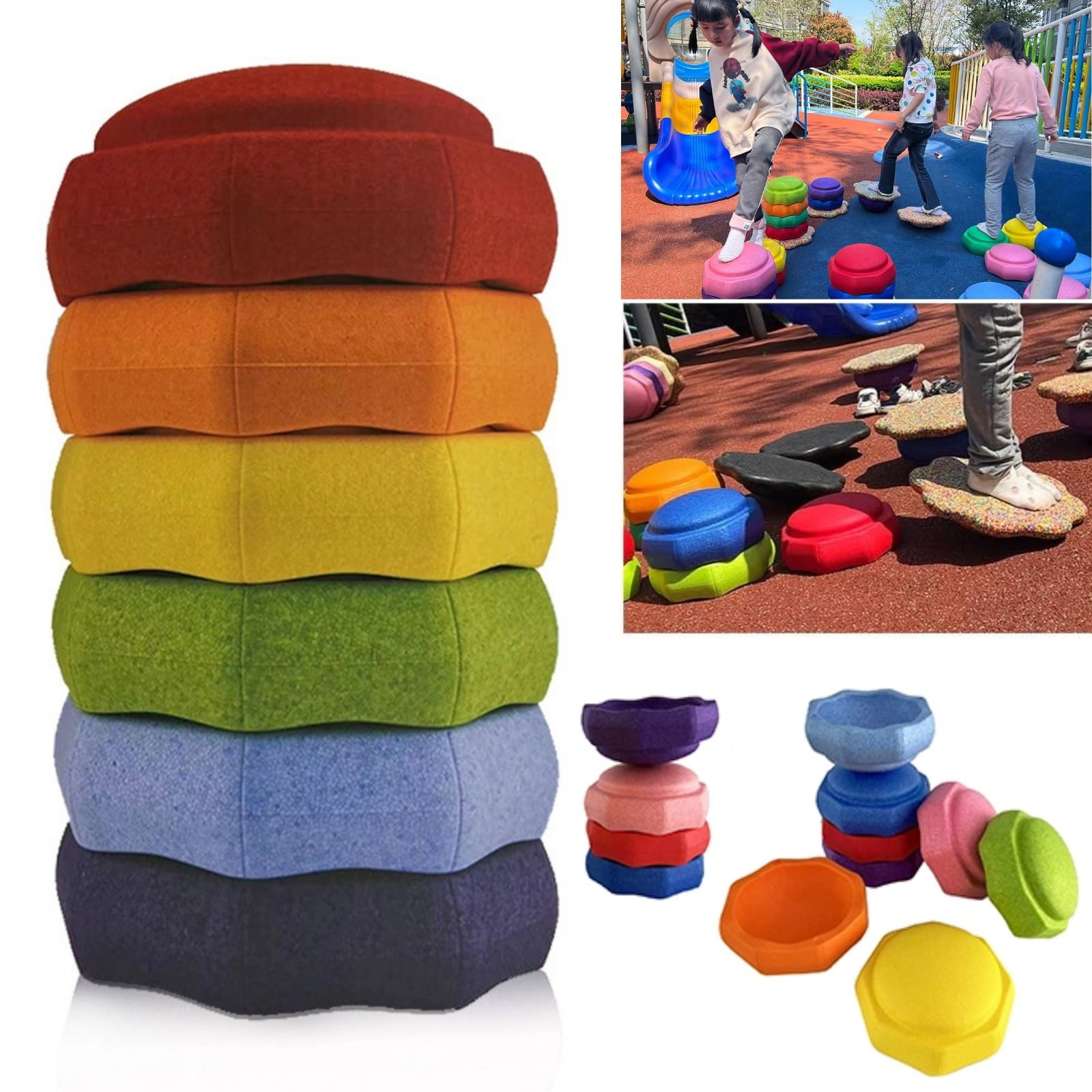 3PCS Balance Stepping Stones for Kids Non-Slip River Stones Obstacle ...