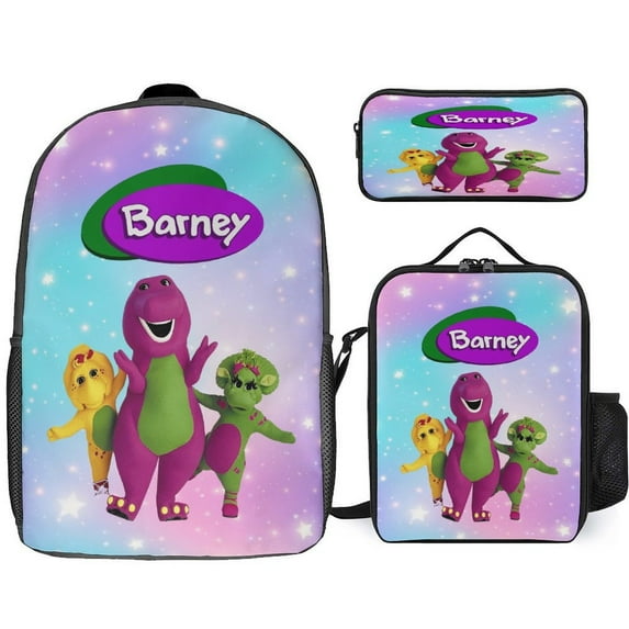 3PCS Barney Dinosaur Friends Backpack Set Large Capacity Bookpacks With ...
