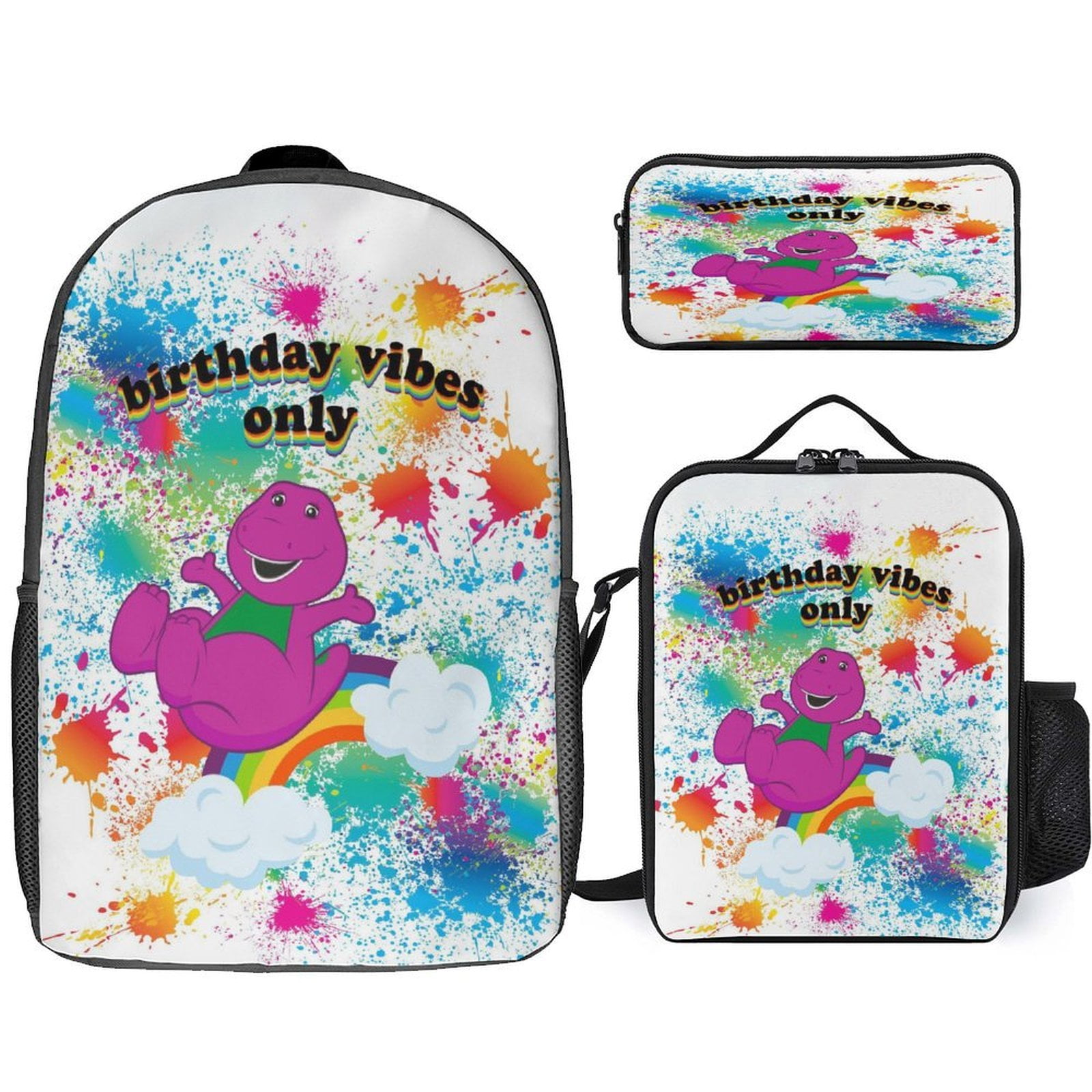 3PCS Barney Dinosaur Friends Backpack Set Large Capacity Bookpacks With ...
