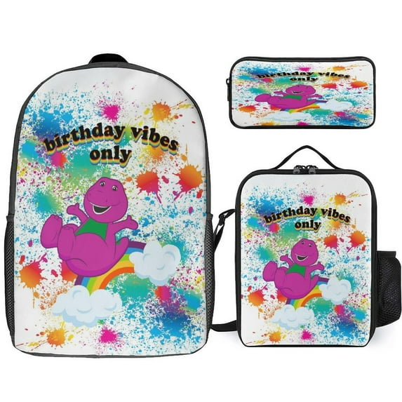 3PCS Barney Dinosaur Friends Backpack Set Large Capacity Bookpacks With ...