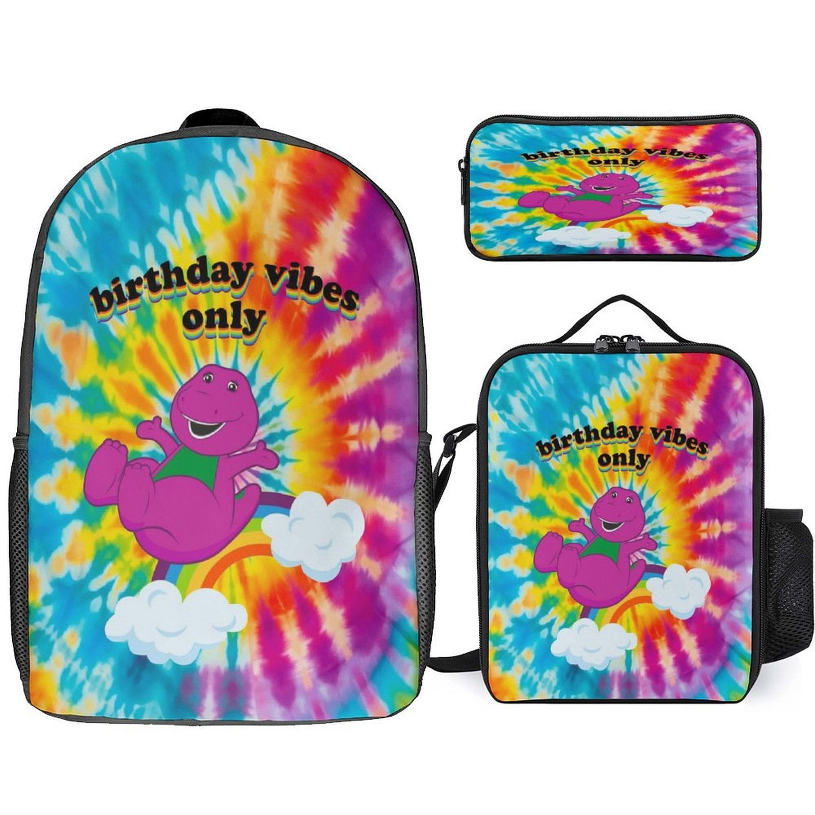 3PCS Barney Dinosaur Friends Backpack Set Large Capacity Bookpacks With ...