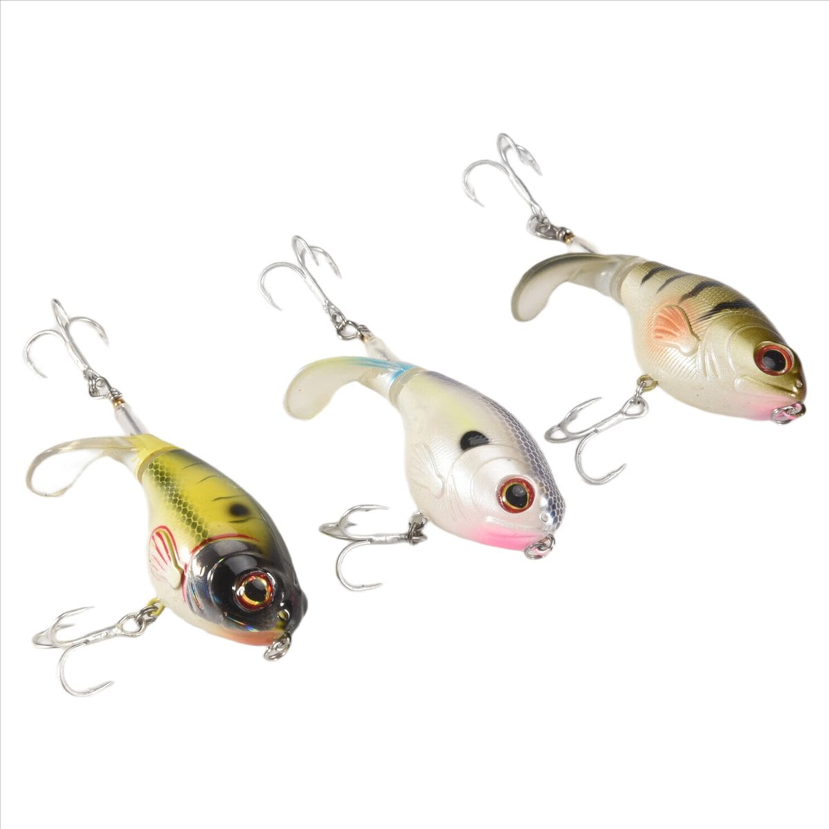 3PCS Bass Whoper Lures, Bass Fishing with Barb Treble Hooks - Walmart.com