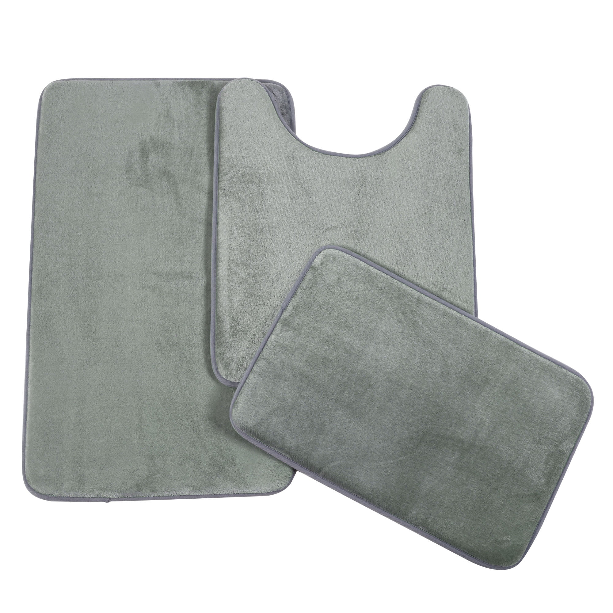 3PCS Bath Rug Set, Absorbent Soft Memory Foam Mat Bath Bathroom Floor ...