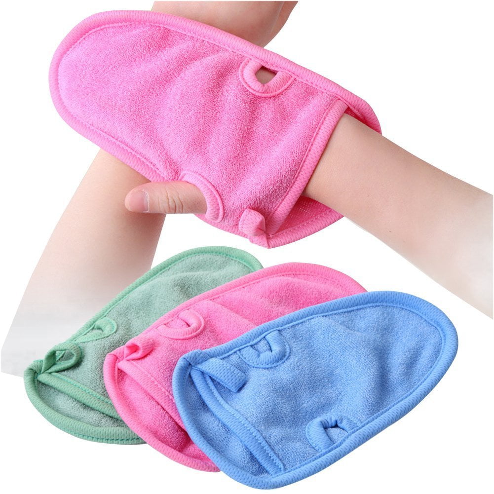 3PCS Bathing Mittens Shower Soft Skin Care Face Body Wash Massage Spa ...