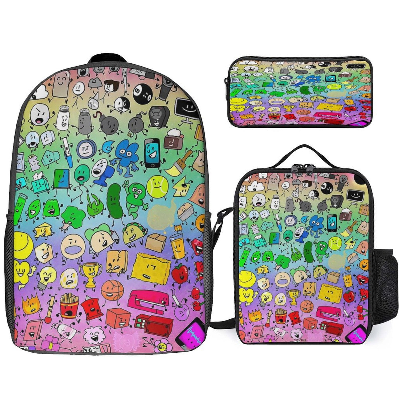 3PCS Battle For Dream Island Bfdi Backpack Set Cartoon Backpacks with ...