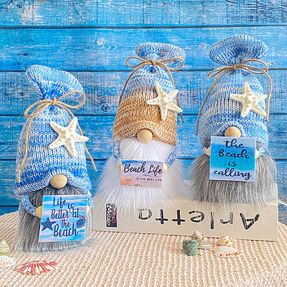 3PCS Beach Christmas Gnomes Decorations Sea Star Shell Gnomes Handmade ...
