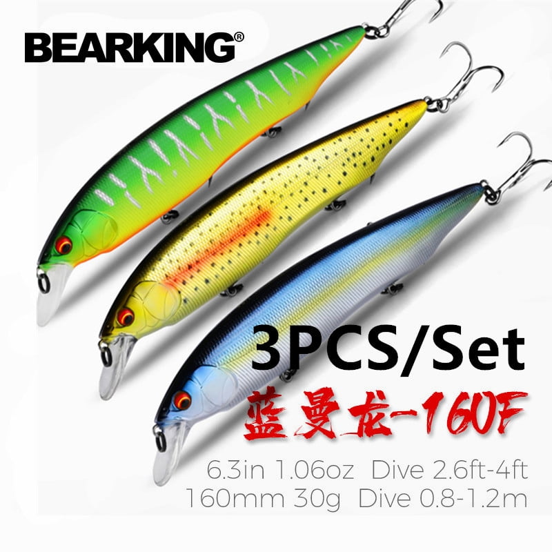 3PCS Bearking Kanata Fishing Lures 20 Colors Minnow Crank Tungsten ...