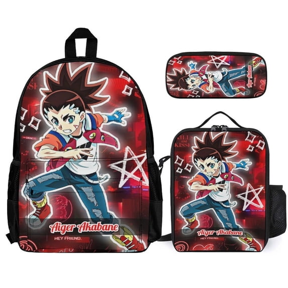 3PCS Beybl0de Anime Burs7 Backpack Set With Front Pocket Large Capacity ...