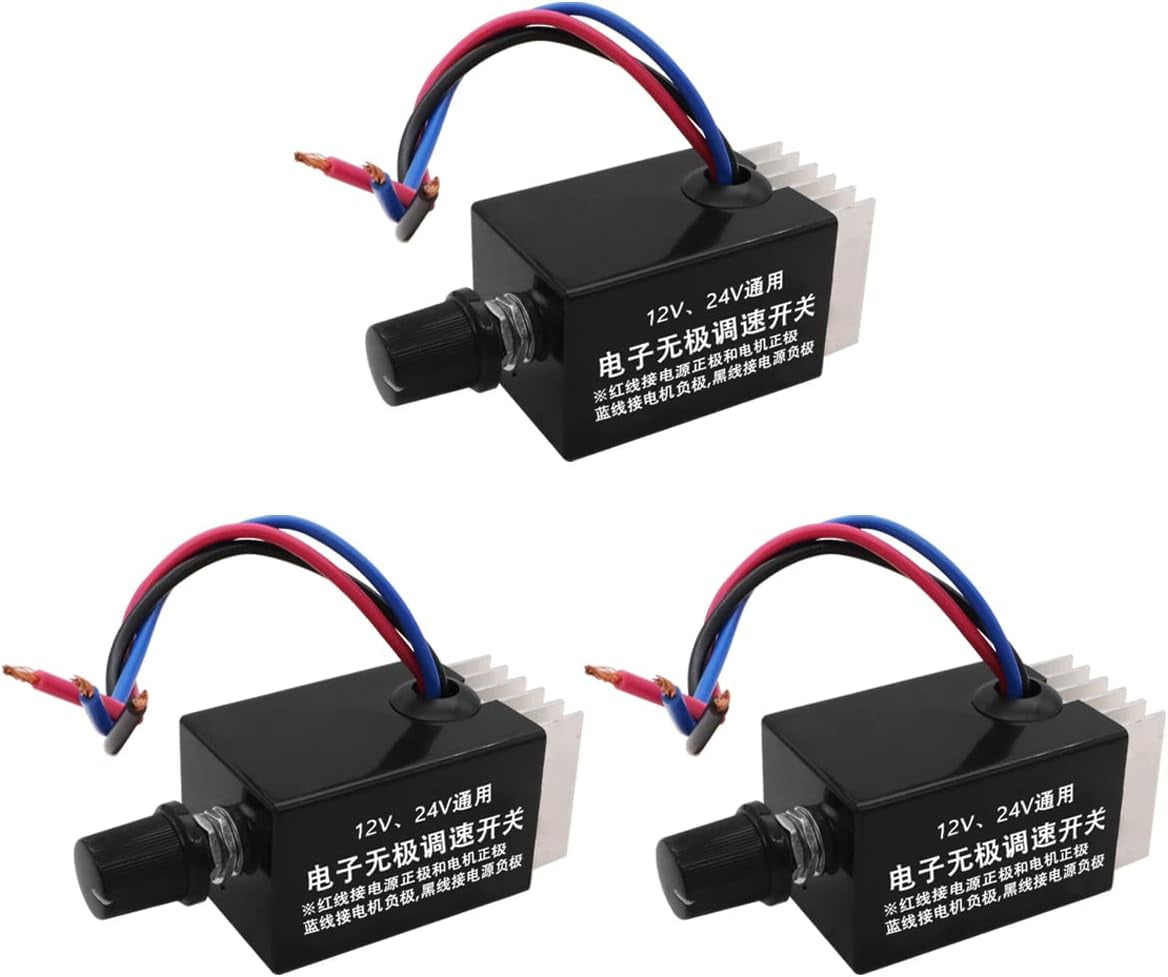 3PCS Black 12V/24V DC Motor Speed Controller Universal Switch ...