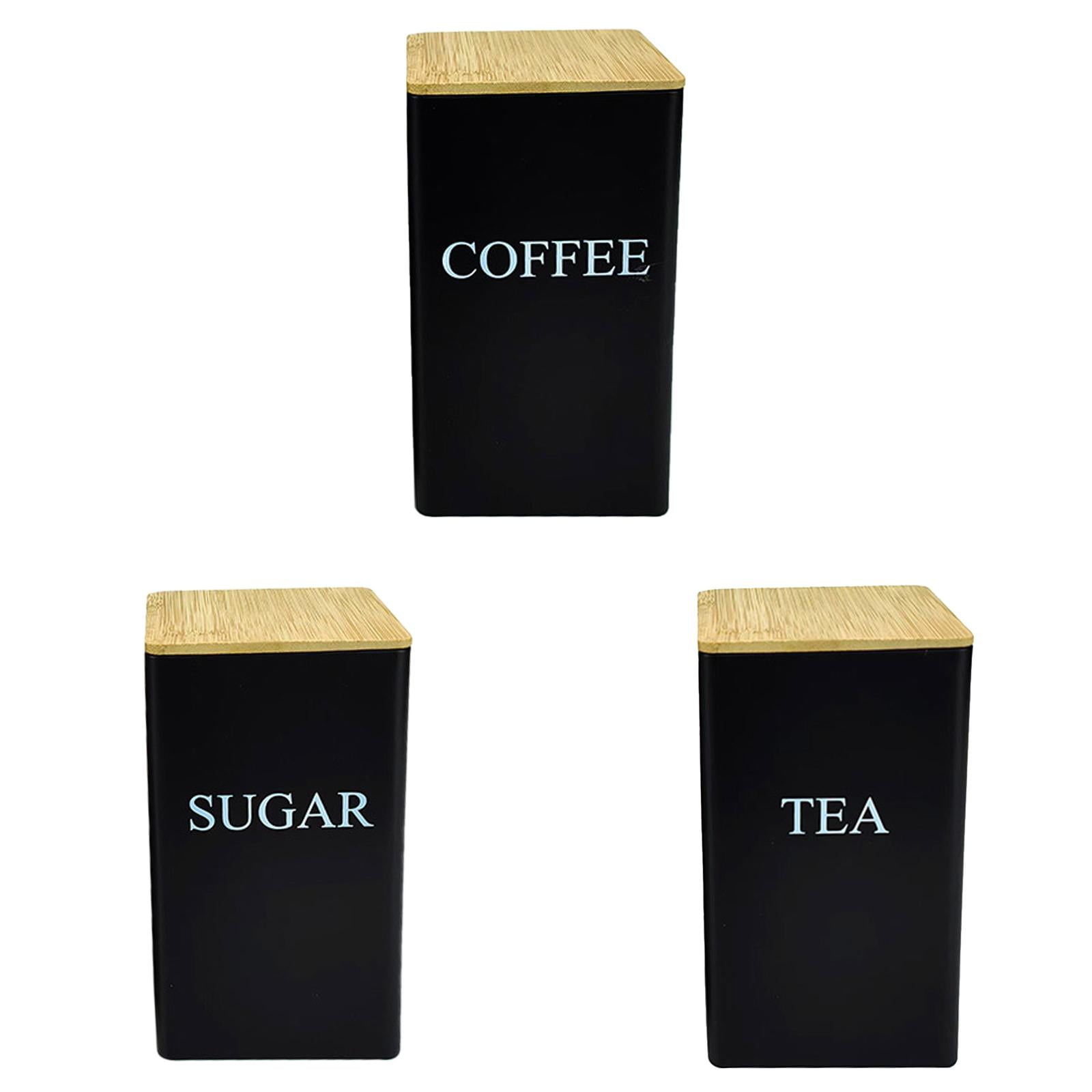 3PCS Black Canister Coffee Tea Container Metal Vintage Kitchen Canister ...