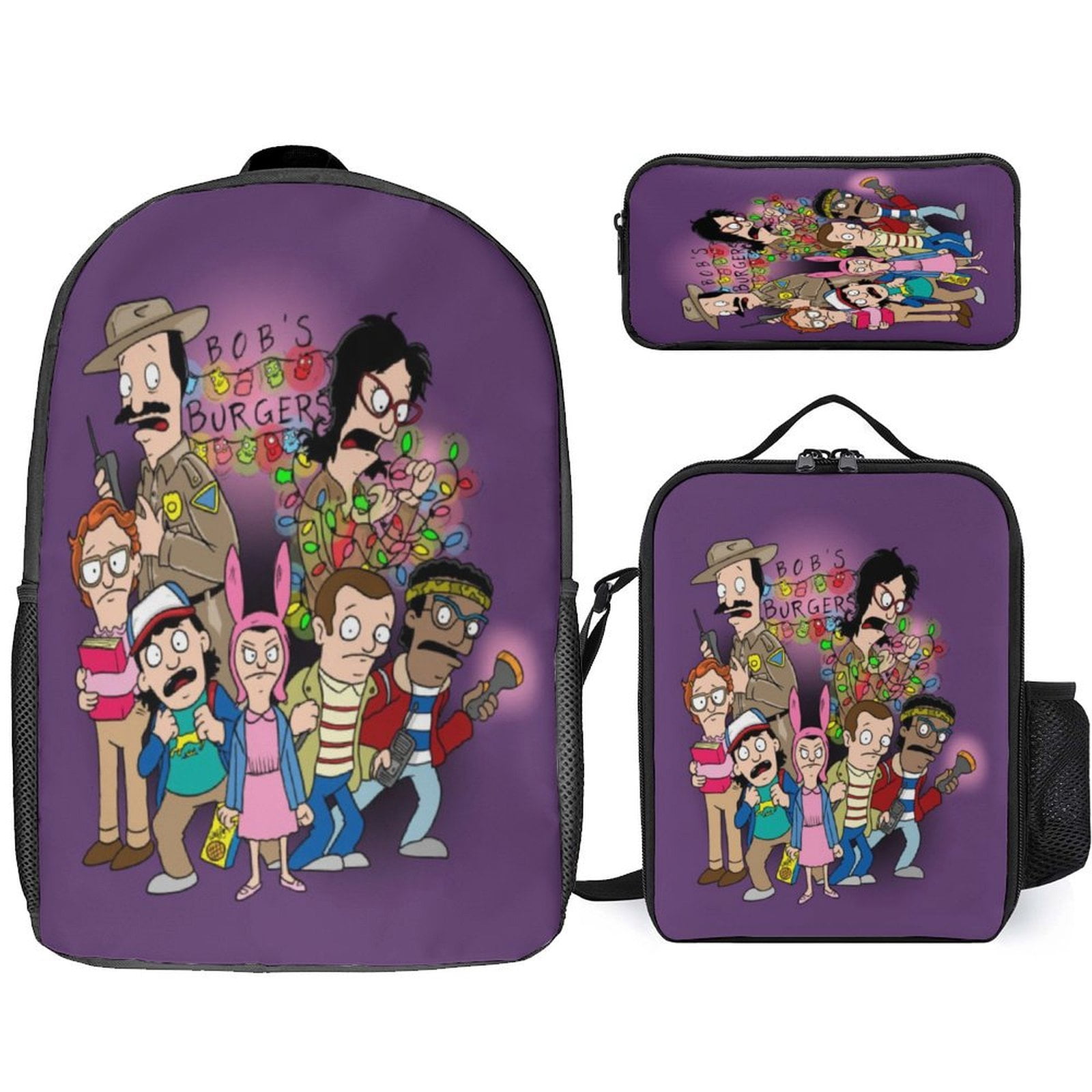 3PCS Bob's Bur-Ger Backpack Set Large Capacity Bookpacks With Lunch Box ...
