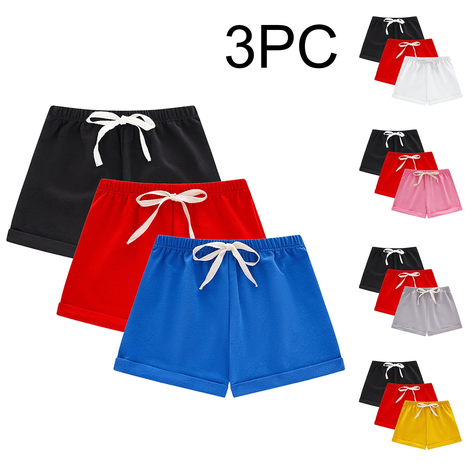 3PCS Boy's and Girl's Athletic Shorts Liweisiy Drawstring Elastic Waist ...