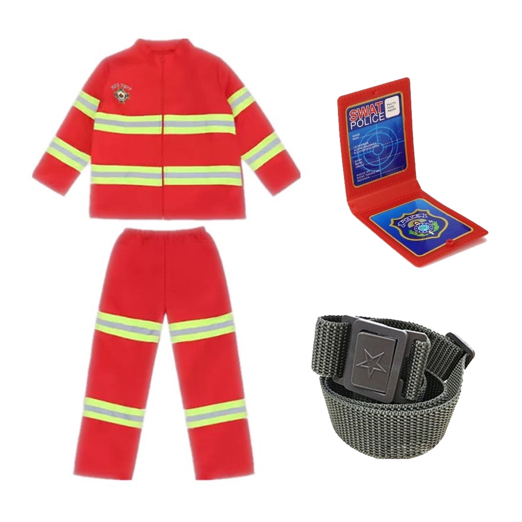 3PCS Boys Firefighter Officer Dress Up Outfit For Boys Kids Fireman ...