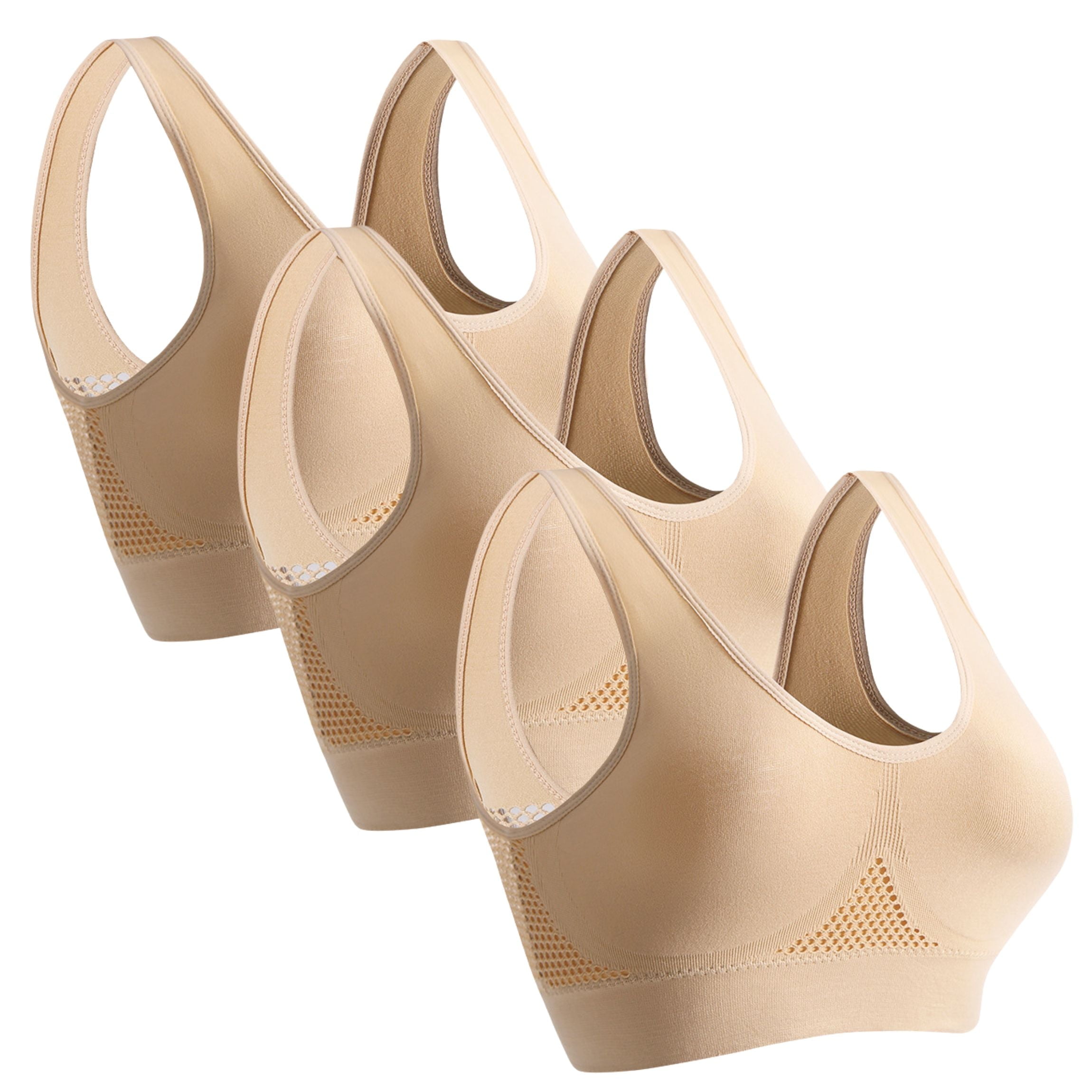 3PCS Breathable Anti-Sagging Sports Bras for Women Wireless Cooling ...