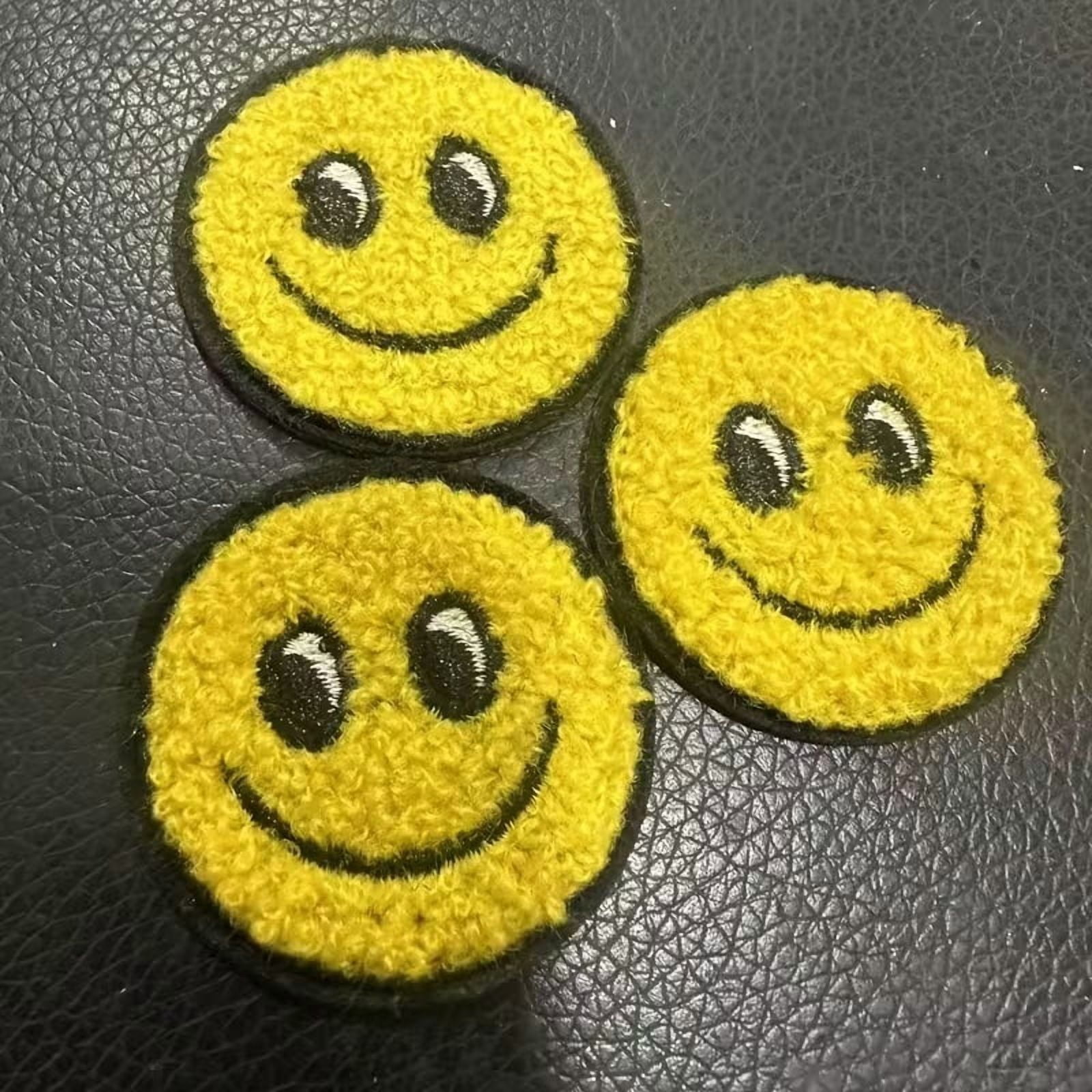 3PCS Bright Yellow Smiley Face Embroidered Patches for DIY Ironing and ...