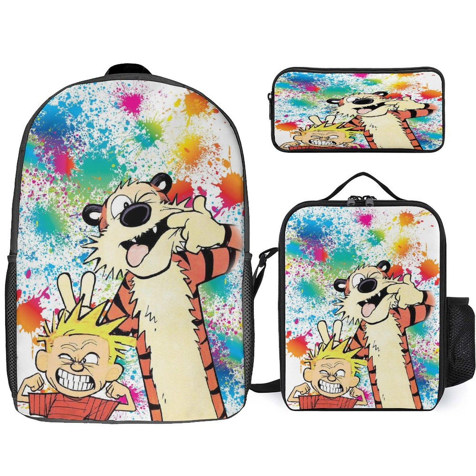 3PCS Calvin And Hobbe Backpack Set Large Capacity Bookpacks With Lunch ...