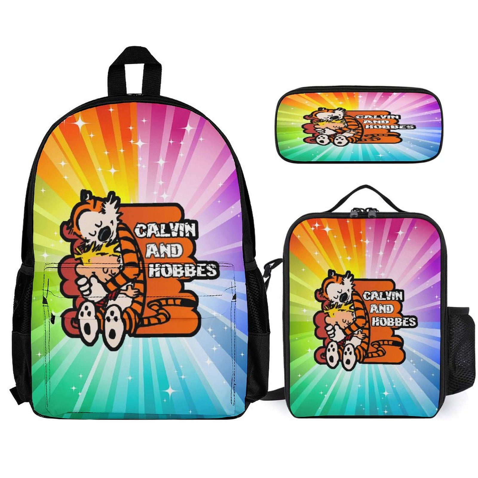 3PCS Calvin And Hobbe Backpack Set With Front Pocket Large Capacity ...